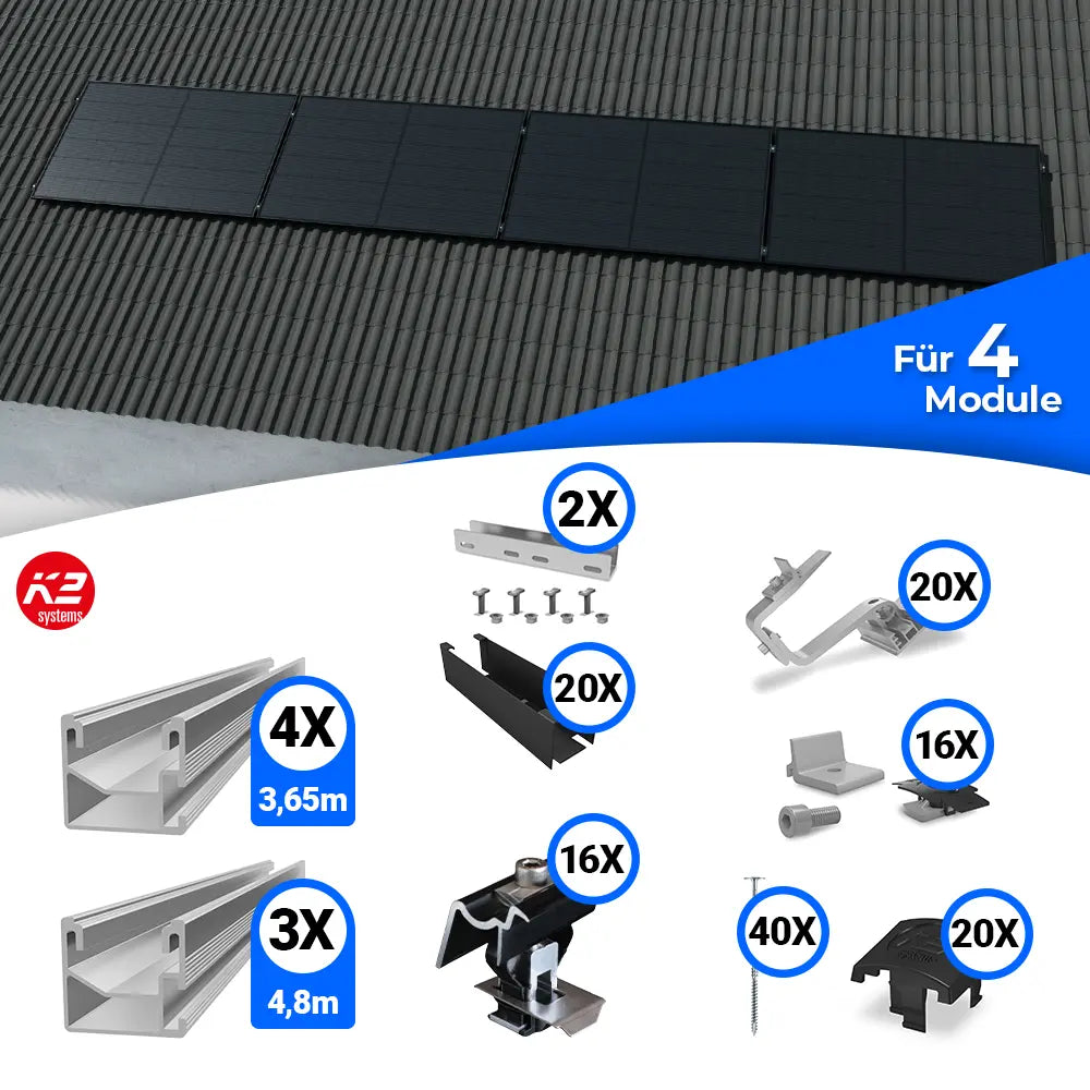 Schragdach Montageset Fur 4 Pv Module