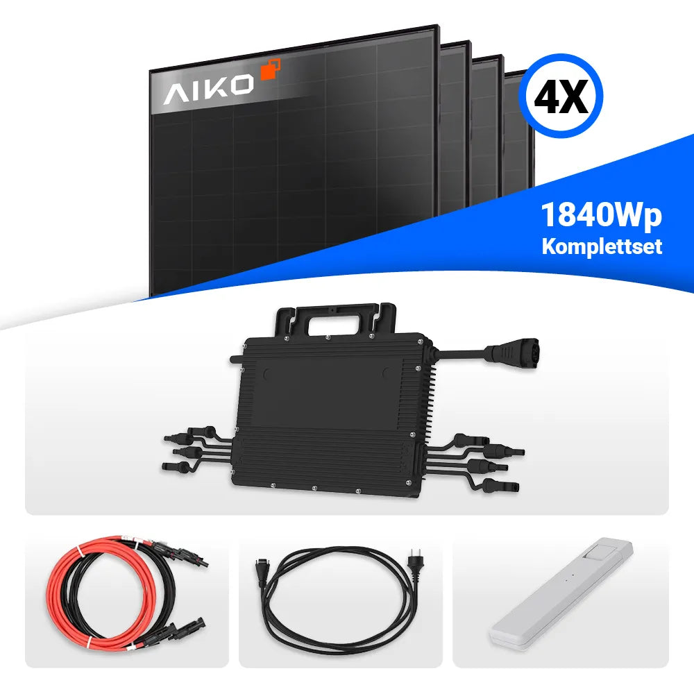 1840W Balkonkraftwerk – 4x AIKO 460W & Hoymiles HMS-1600-4T & DTU WLITE ...