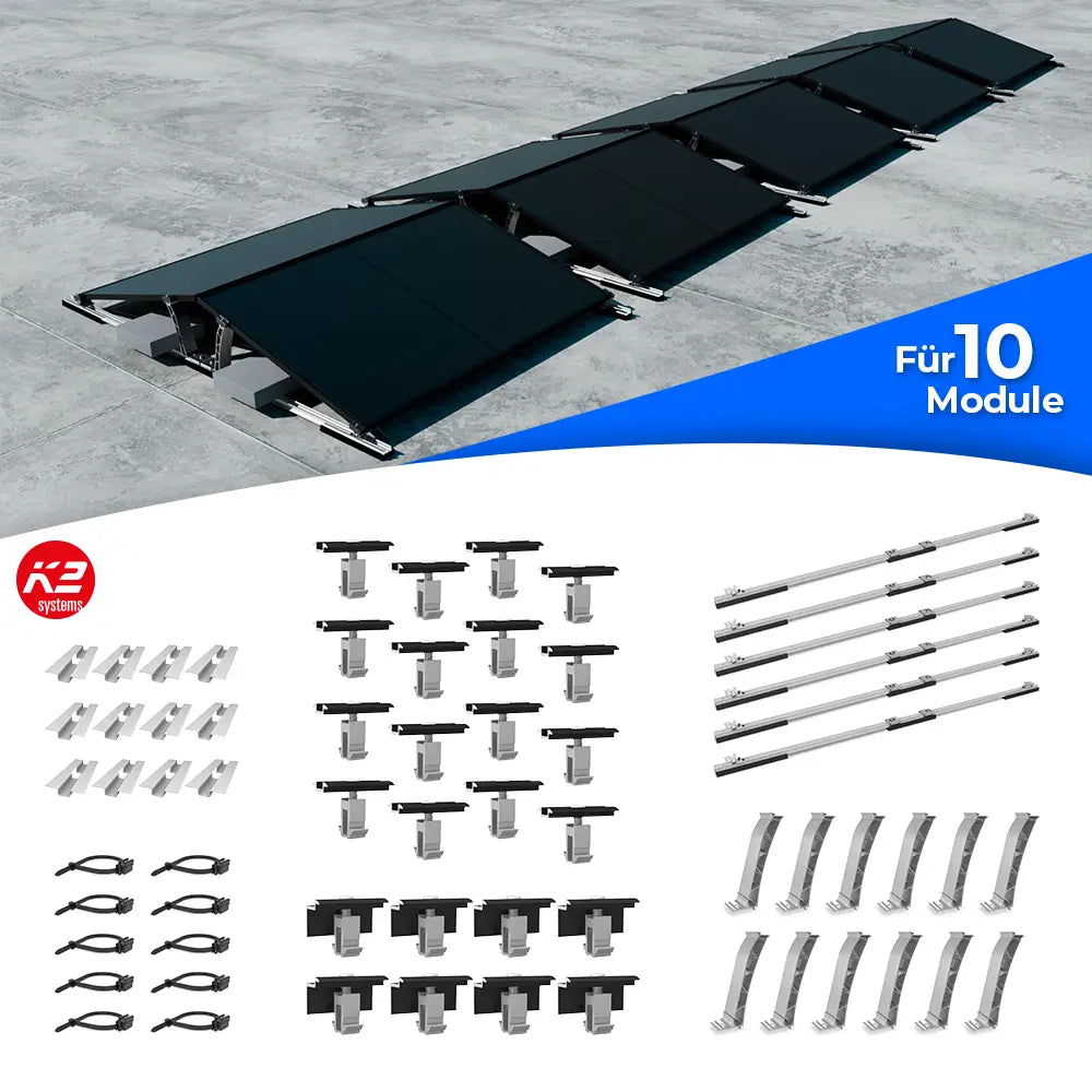 K2 Systems Flachdach Ost/West D-Dome Montageset für 10 Module ...