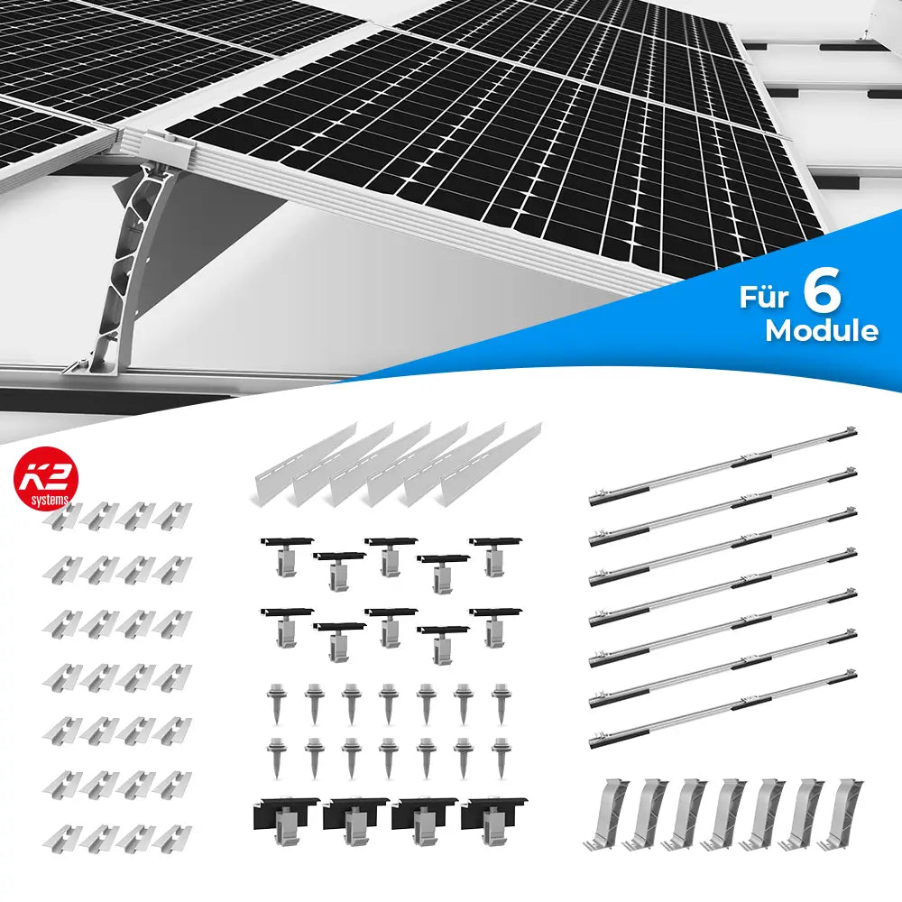 K2 Systems Flachdach S-Dome Montageset für 6 Module – Solarhandel24