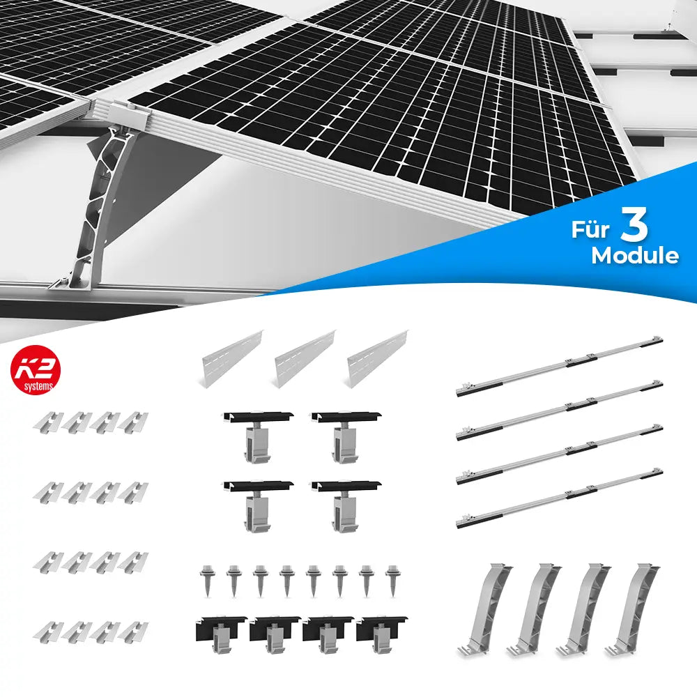 K2 Systems Flachdach S-Dome Montageset für 3 Module – Solarhandel24